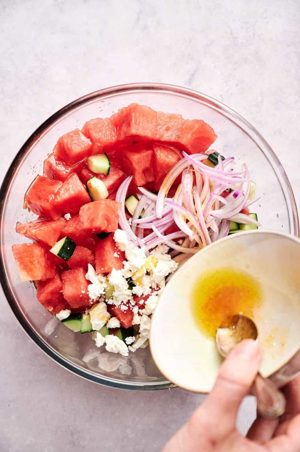 Watermelon Vegan Feta Salad - Two City Vegans