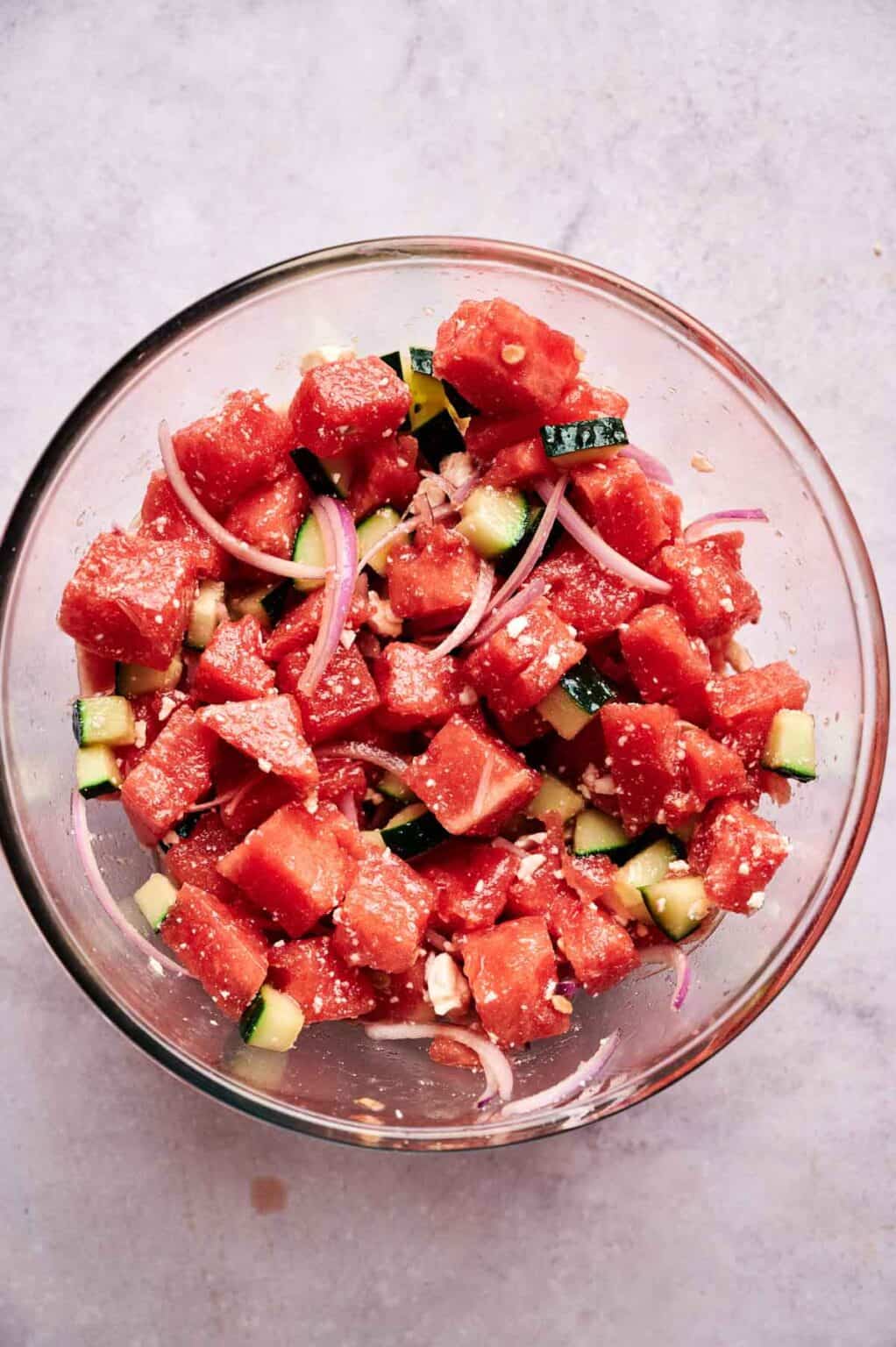 Watermelon Vegan Feta Salad - Two City Vegans