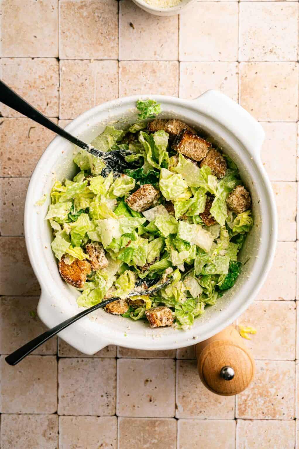 Easy Vegan Caesar Salad Recipe (With Homemade Dressing) - Two City Vegans